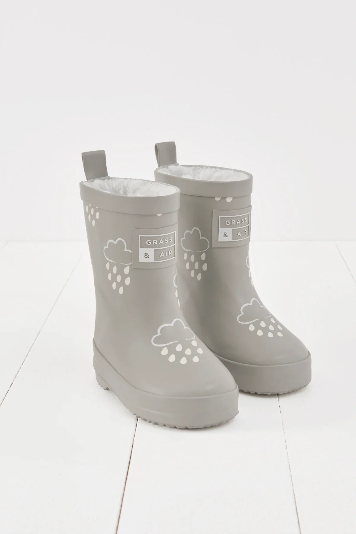 Grass & Air - Grey - Colour Changing Kids Wellies with Teddy Fleece Li ...