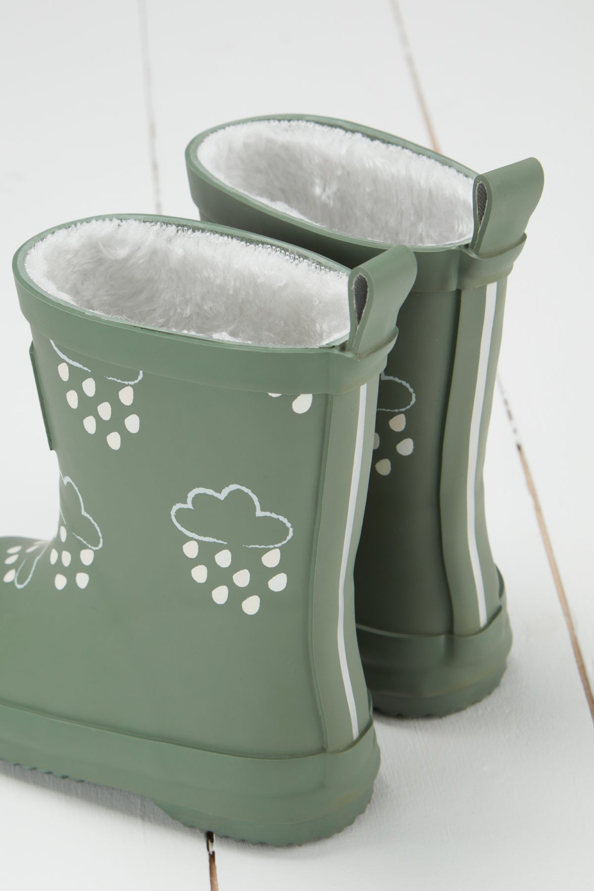 Grass & Air - Khaki - Colour Changing Kids Wellies with Teddy Fleece L ...