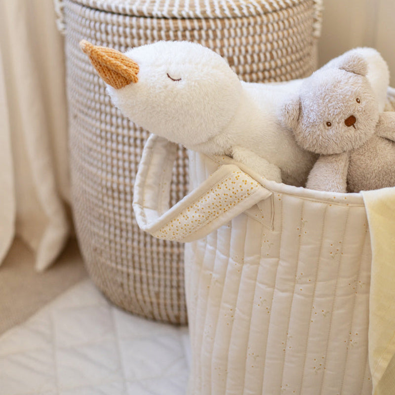 Large Quilted Storage Basket - Wild Chamomile / Daisy Meadow – Mimibear