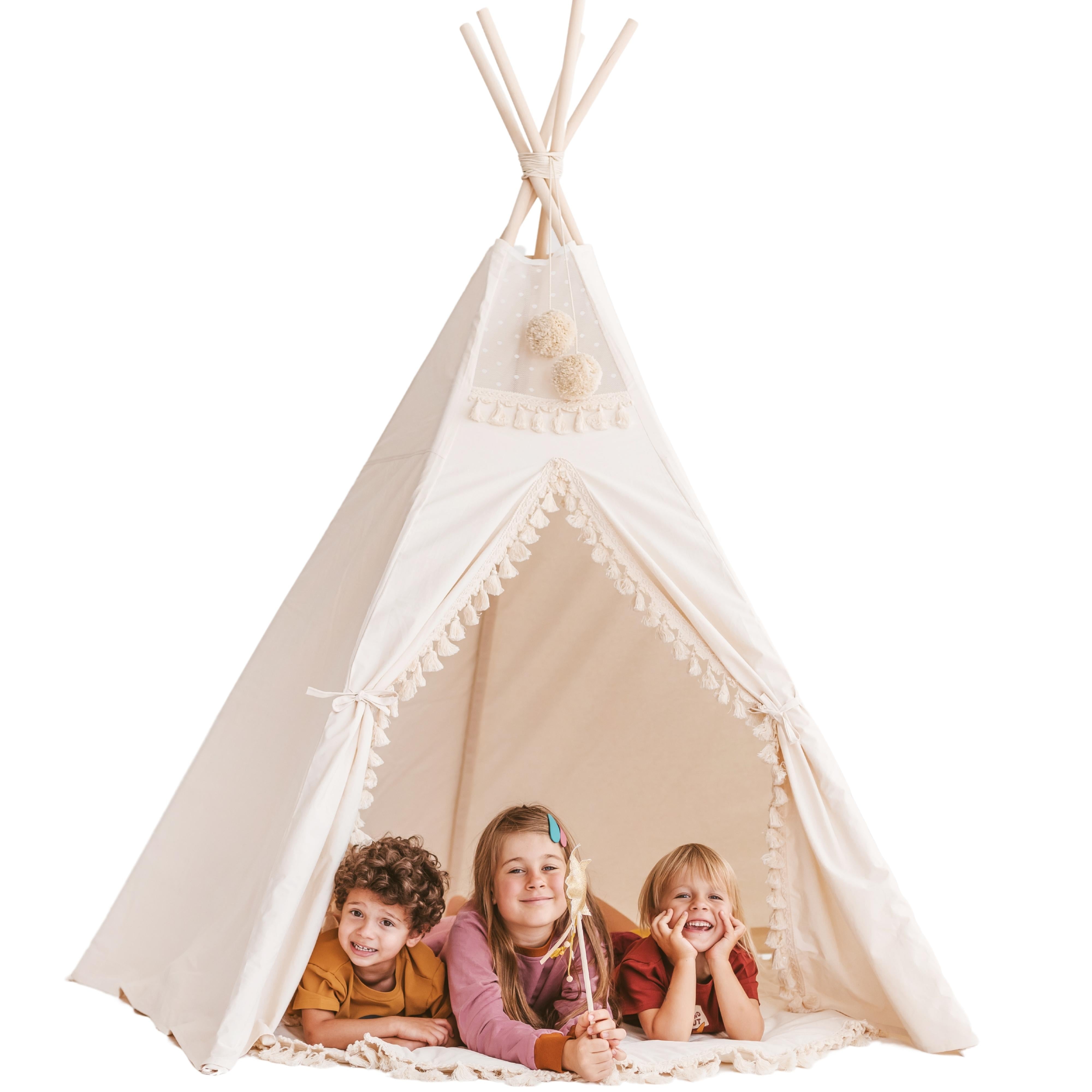 MINICAMP Extra Large Indoor Teepee Tent With Tassels Decor in Boho Sty ...