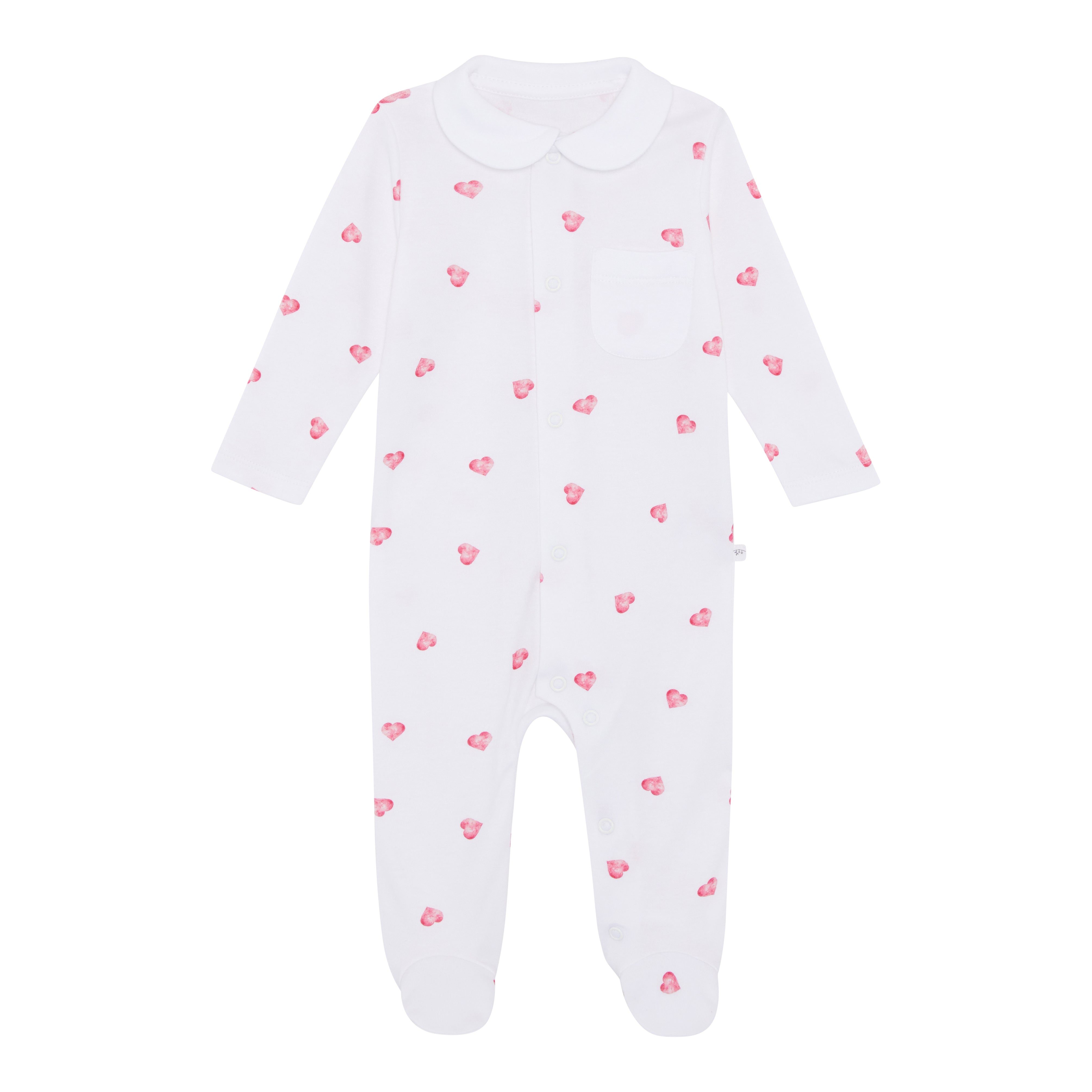Sleepsuit With Collar - Pink Heart – Mimibear