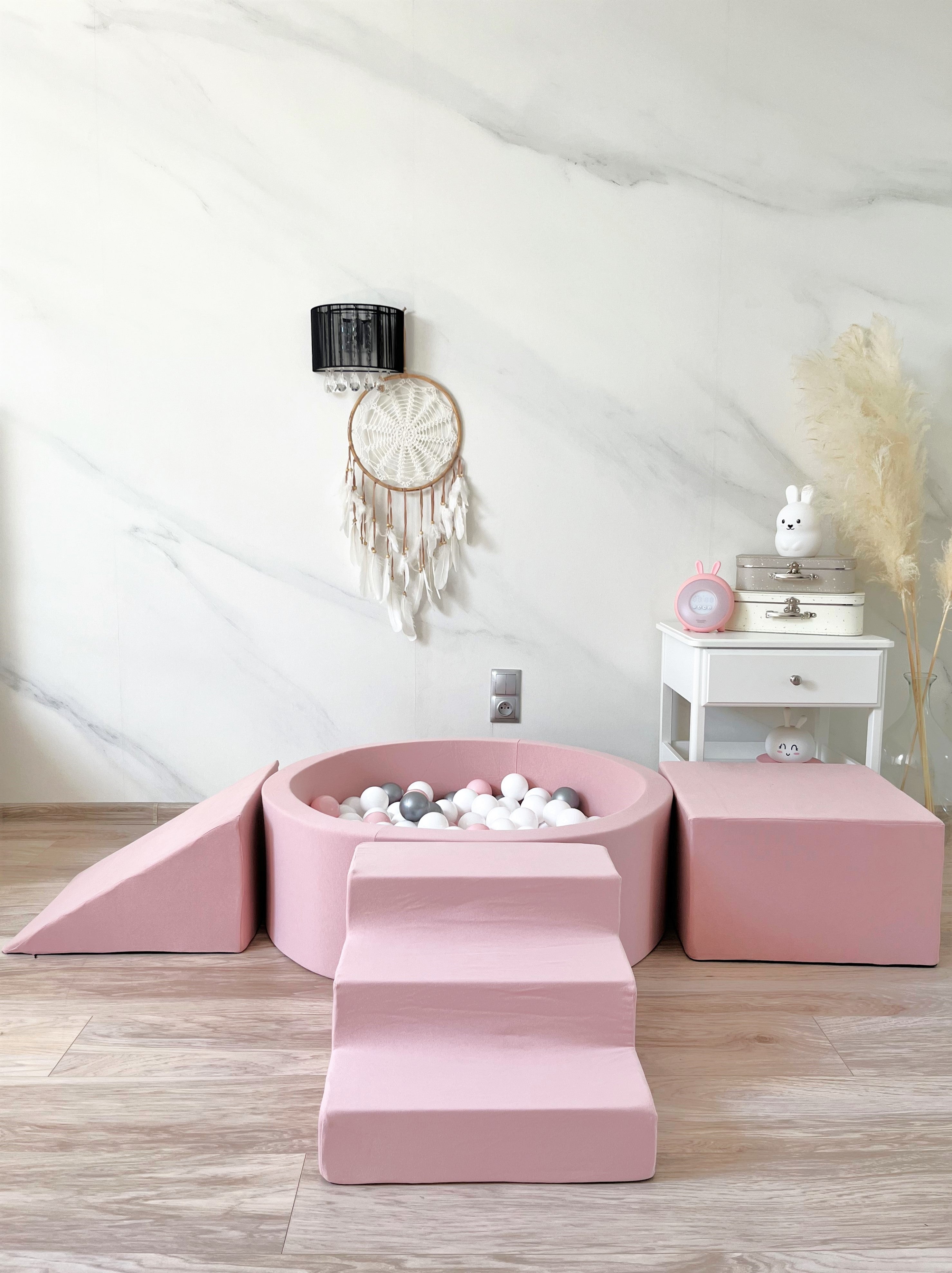 Pink Foam Soft Play & Ball Pit-200 Balls – Mimibear